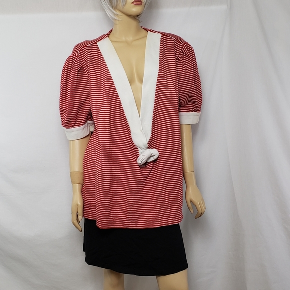 Vintage | Tops | Vintage Cotton Sailor Stripe Deep V Plus Size 2 | Poshmark